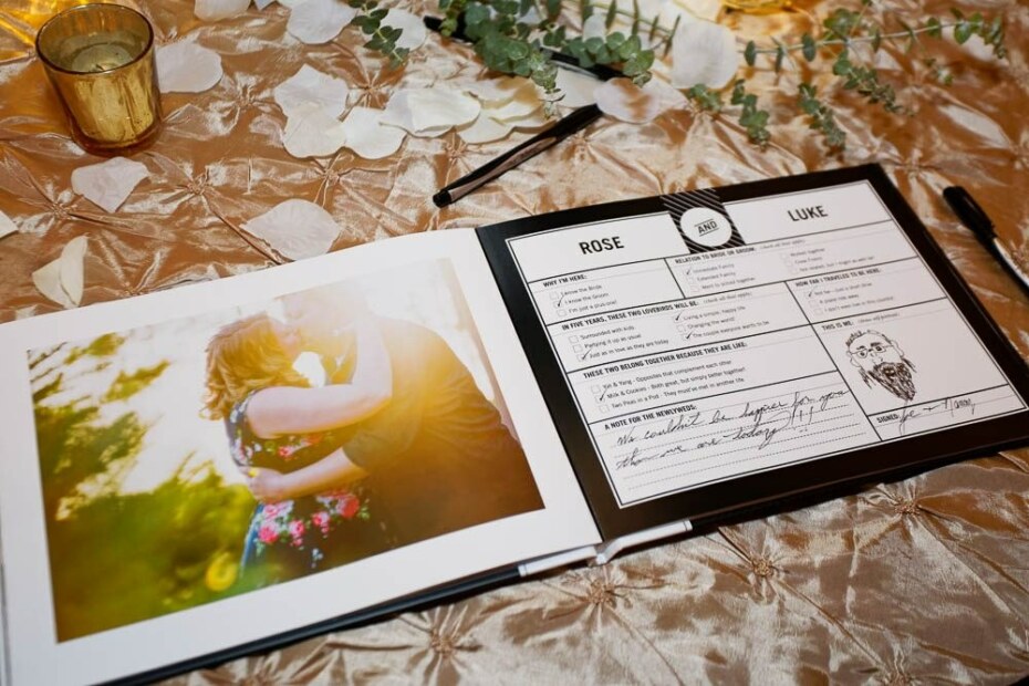 Wedding guest book with photos inside